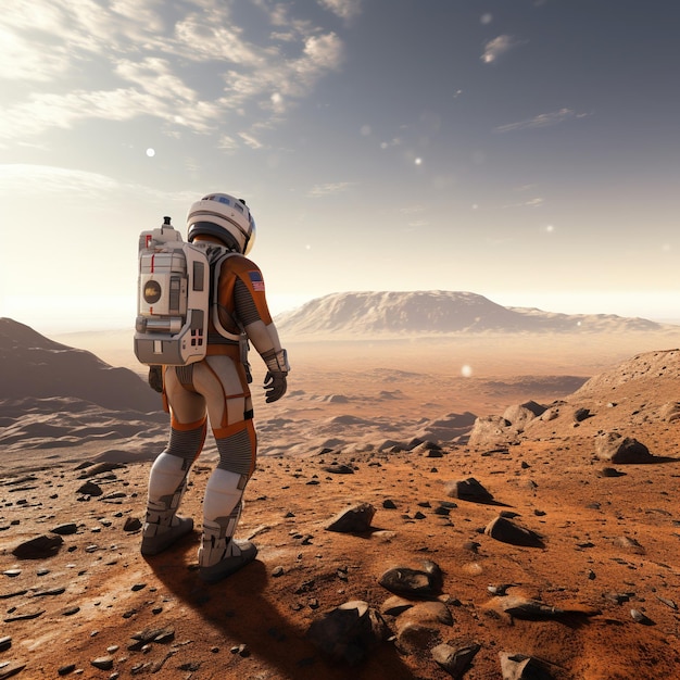 Premium Photo | Astronaut in a spacesuit standing on the surface of Mars Premium Photo | Astronaut in a spacesuit standing on the surface of Mars