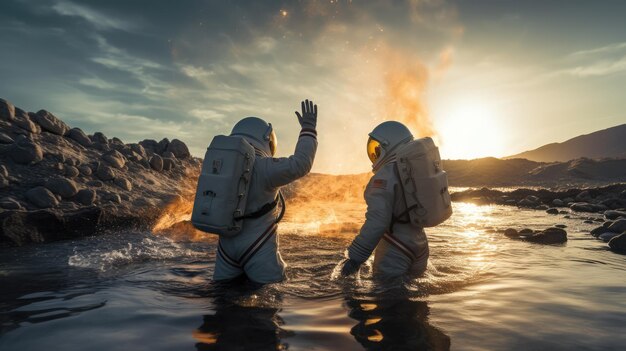 Premium AI Image | Astronuats exploring in outer space Premium AI Image | Astronuats exploring in outer space