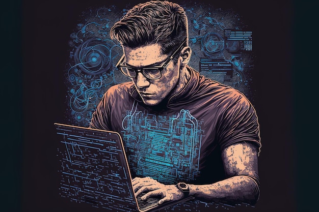 Premium Photo | Attractive programmer using a laptop Premium Photo | Attractive programmer using a laptop