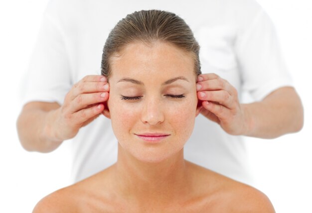 Premium Photo Attractive Woman Having A Head Massage
