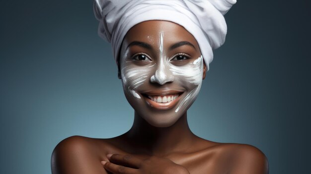 Premium Photo Attractive Young Woman Apply Facial Cream Wrapped In