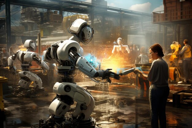 Premium Photo | Automated robots efficiently managing production ... Premium Photo | Automated robots efficiently managing production ...