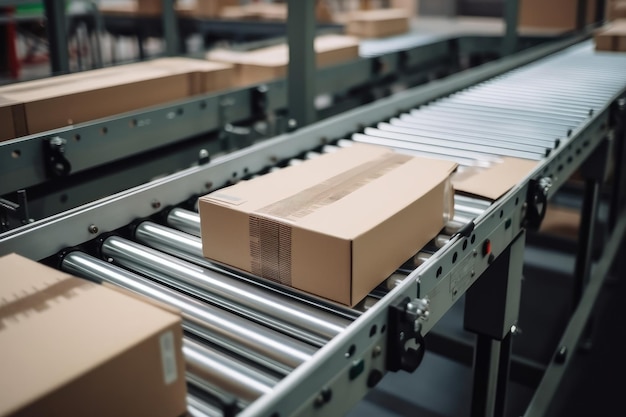 Premium AI Image | Automatic production line conveyor belt with boxes ... Premium AI Image | Automatic production line conveyor belt with boxes ...