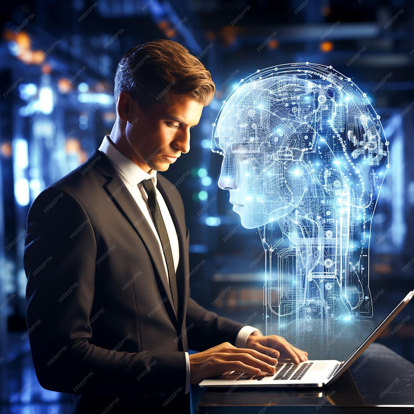 Premium Photo | Automation data analytic with robot and digital ...