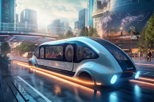 Premium Photo | Autonomous electric vehicle navigating through a ... Premium Photo | Autonomous electric vehicle navigating through a ...