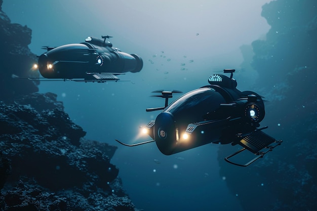 Premium Photo | Autonomous underwater drones exploring ocean depth Premium Photo | Autonomous underwater drones exploring ocean depth