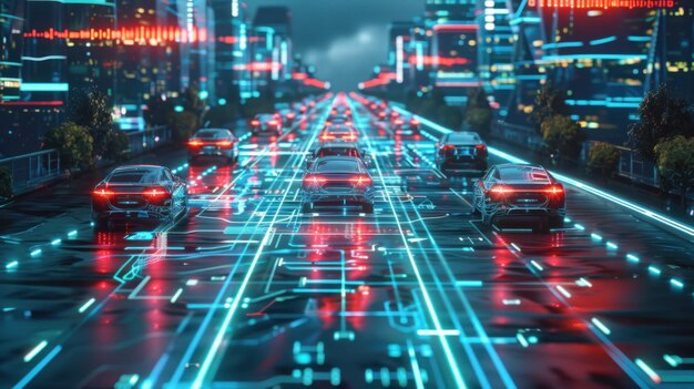 Autonomous Vehicles on a Smart Highway | Premium AI-generated image Autonomous Vehicles on a Smart Highway | Premium AI-generated image