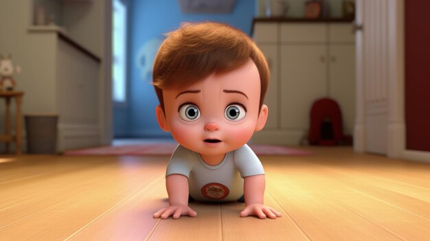 Premium AI Image | Baby first steps cartoon pixar style Premium AI Image | Baby first steps cartoon pixar style