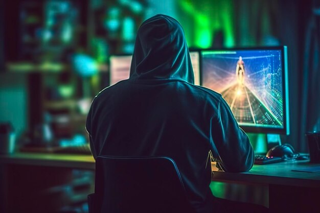 Premium AI Image | Back of anonymous robot hacker Concept of hacking ... Premium AI Image | Back of anonymous robot hacker Concept of hacking ...