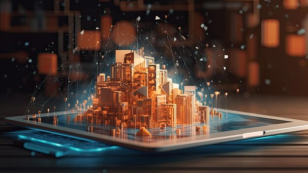 Premium Photo | In the backdrop there is a blockchain and big data ...