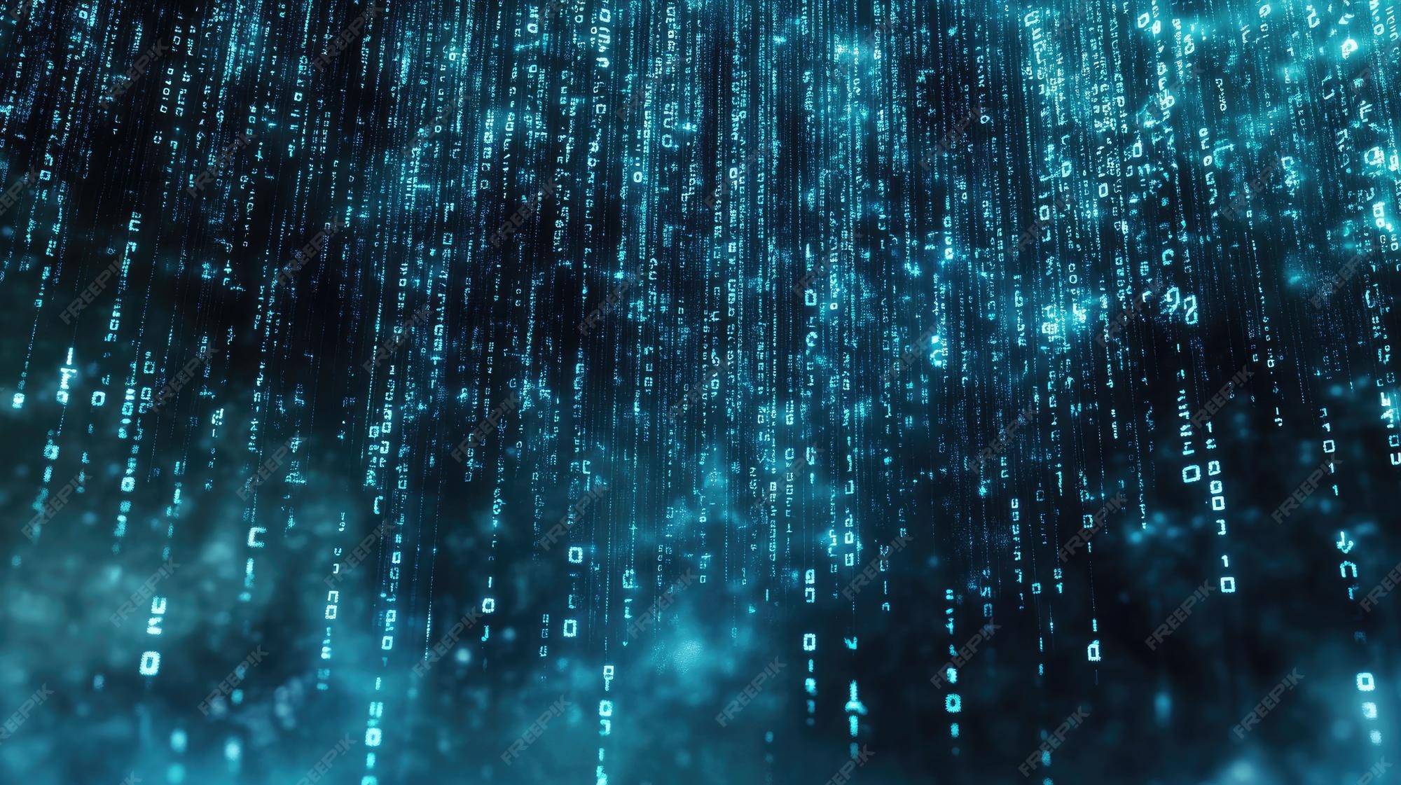 Background of an abstract digital code waterfall with cascading numbers ...