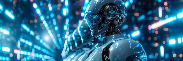 Premium Photo | Background with an army of advanced robots technologies ...