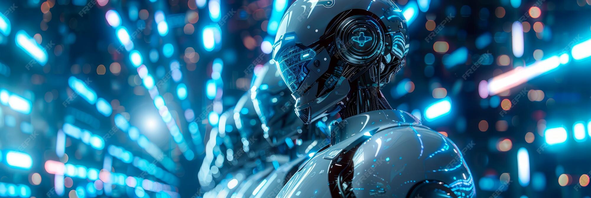 Premium Photo | Background with an army of advanced robots technologies ...