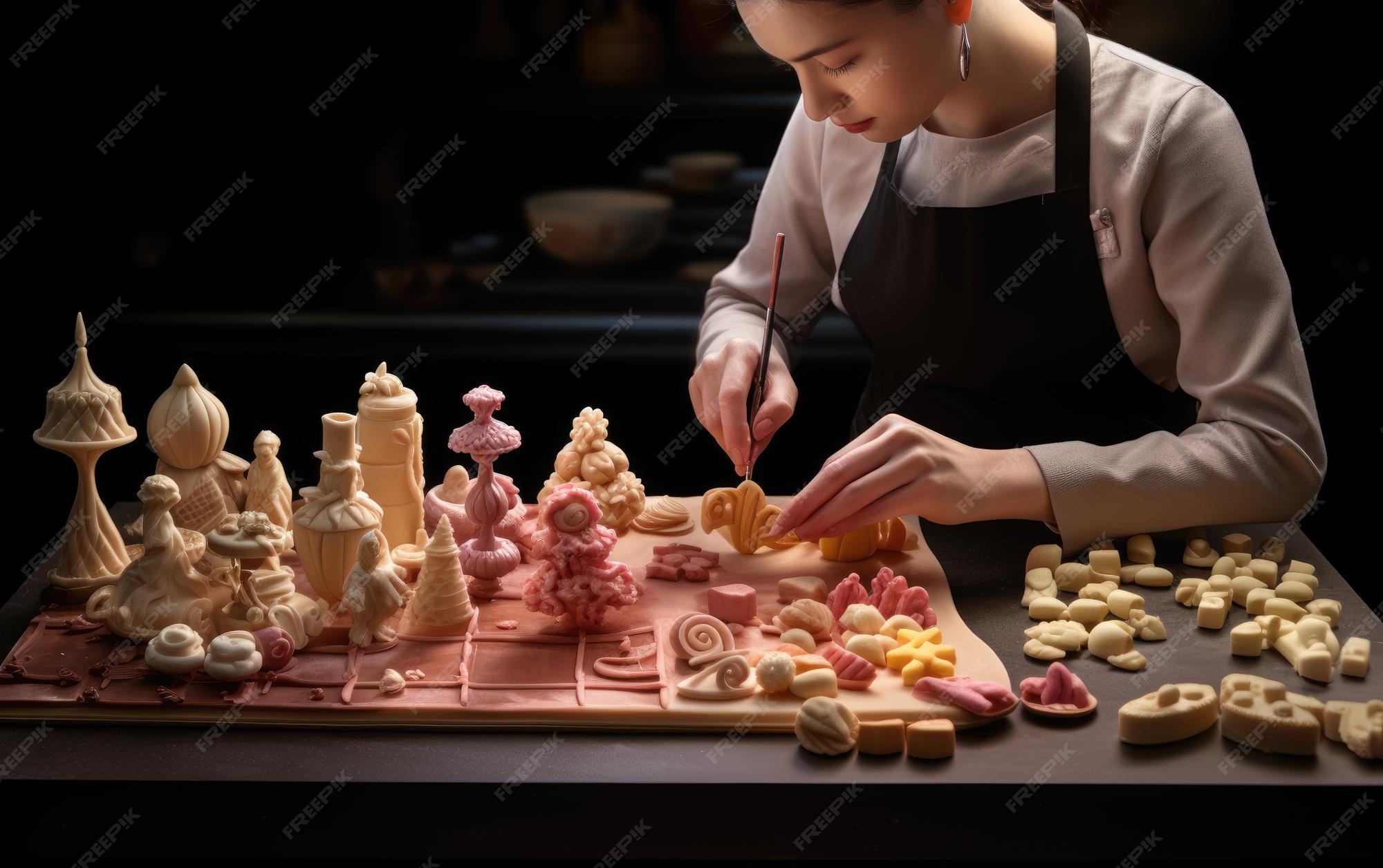 Premium AI Image | Baker Sculpting Marzipan Creations Generative AI Premium AI Image | Baker Sculpting Marzipan Creations Generative AI