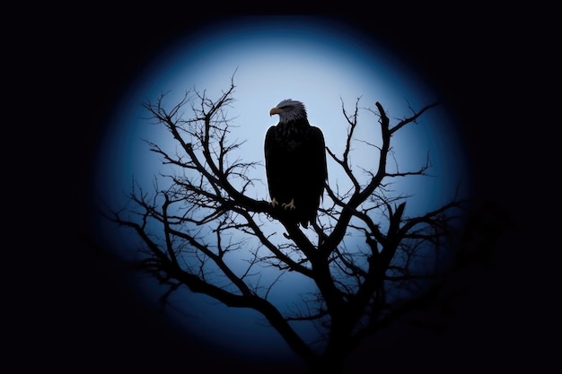 Premium AI Image | Bald eagle silhouetted against a full moon at night ... Premium AI Image | Bald eagle silhouetted against a full moon at night ...