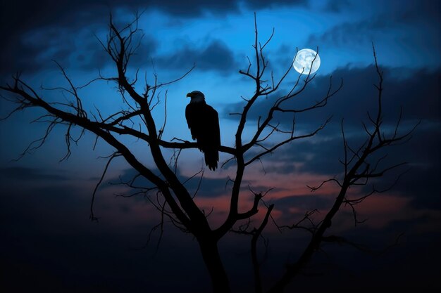 Premium AI Image | Bald eagle silhouetted against a full moon at night ... Premium AI Image | Bald eagle silhouetted against a full moon at night ...