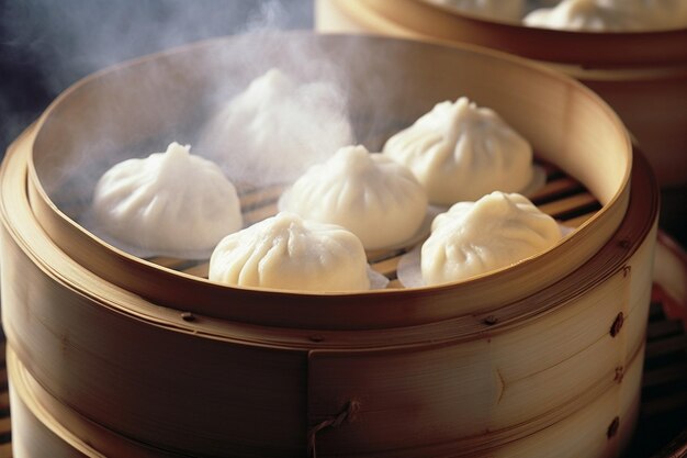 Premium Photo | A bamboo steamer filled with dim sum Premium Photo | A bamboo steamer filled with dim sum