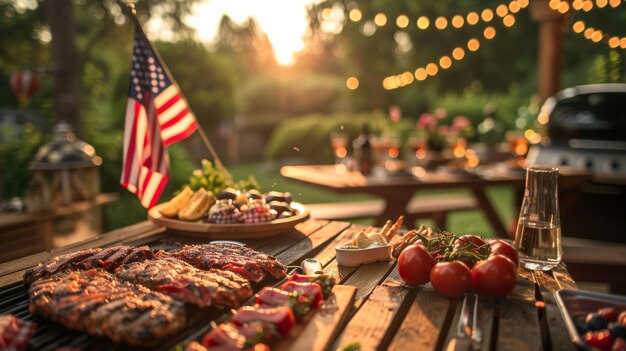 Premium Photo Barbecue Party With Grilled Food In Backyard With