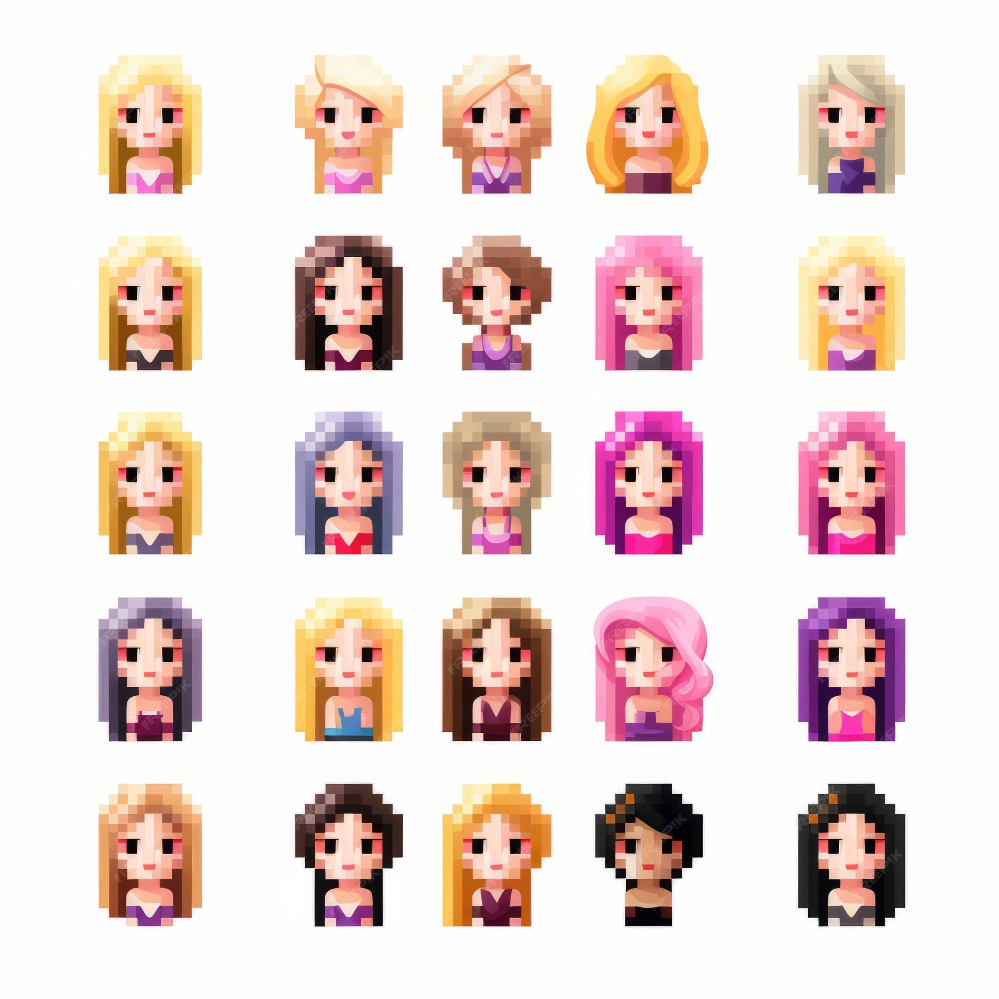 Premium Photo Barbie Series Elegant And Minimalistic Pixel Art Player Avatar Sprite Sheet