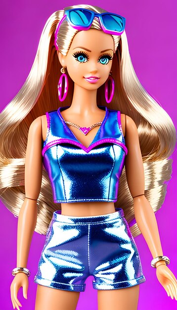 Premium Ai Image Barbie Shopaholic Cute Disco Plastic Doll Portrait