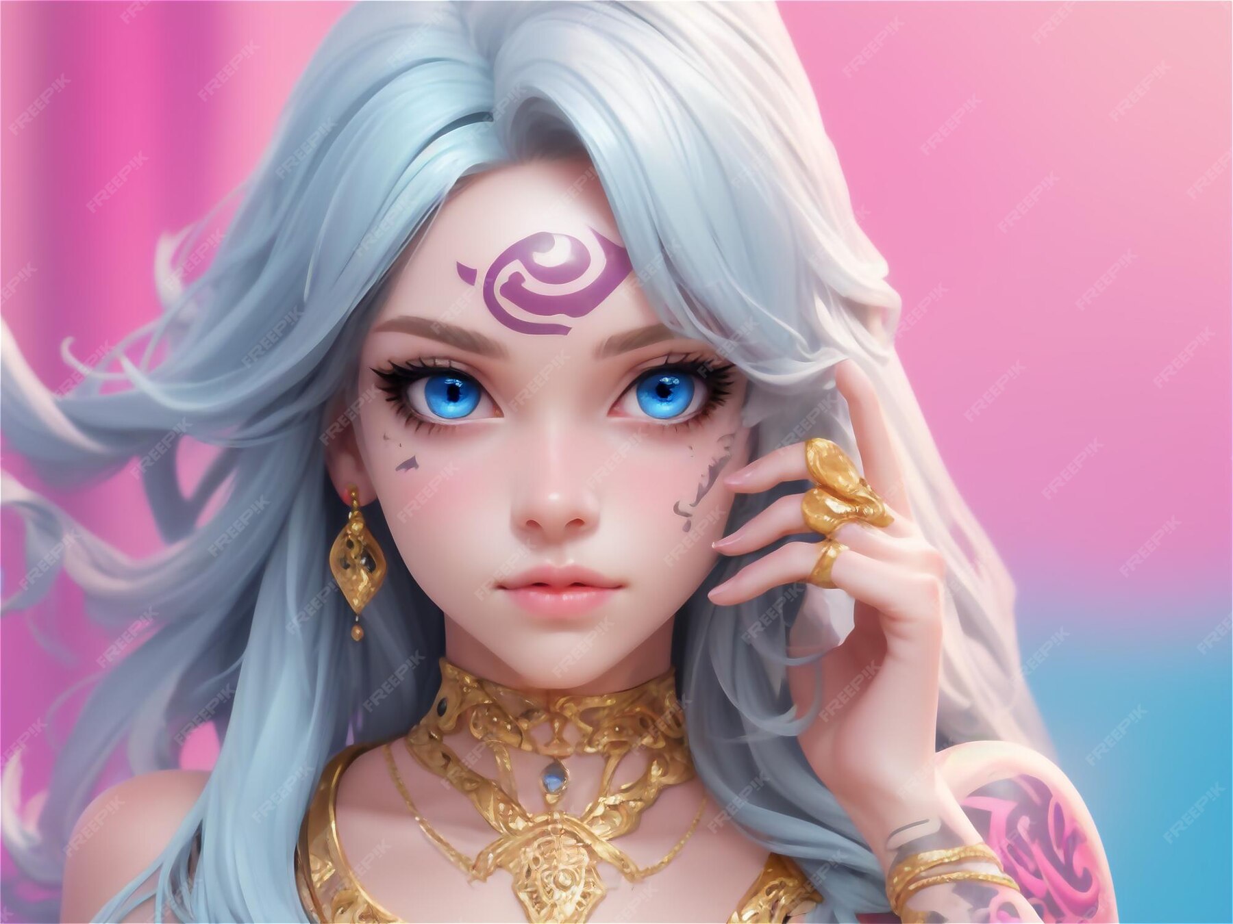 Premium Photo Beautiful Anime Girl With Colorful Hair Aesthetic Anime Girl With Colorful Eyes