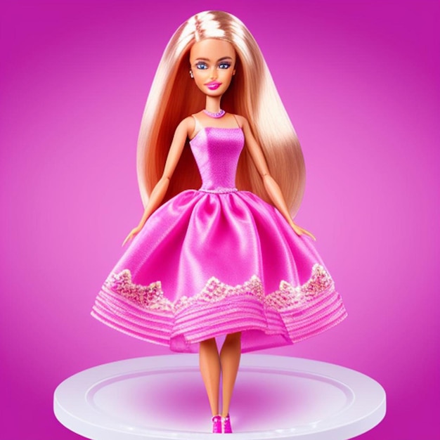 Premium Ai Image Beautiful Barbie Doll Wearing Pink Dress