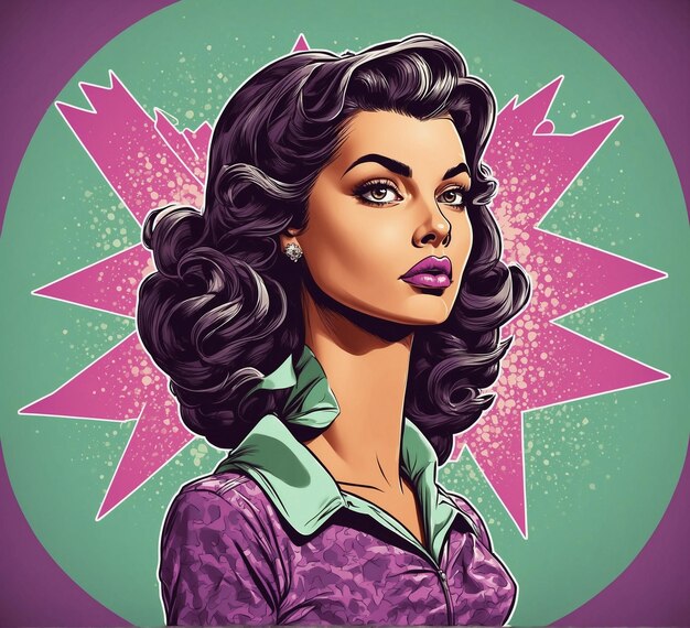 Premium Photo Beautiful Brunette Woman In Pop Art Style Vector