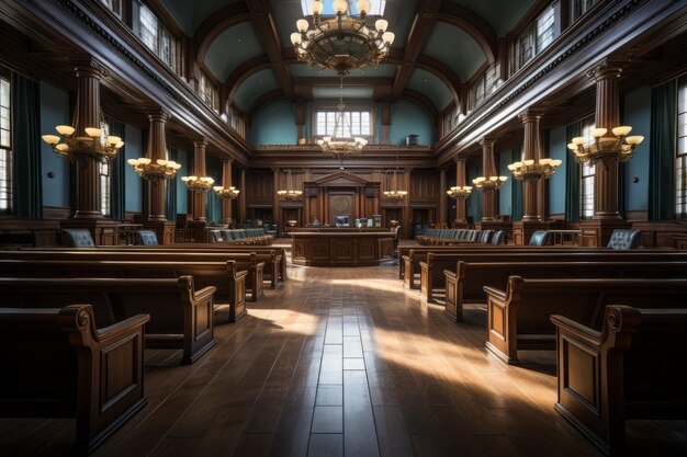 Premium AI Image | beautiful empty courtroom Generative AI Premium AI Image | beautiful empty courtroom Generative AI