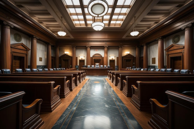 Premium AI Image | beautiful empty courtroom Generative AI Premium AI Image | beautiful empty courtroom Generative AI
