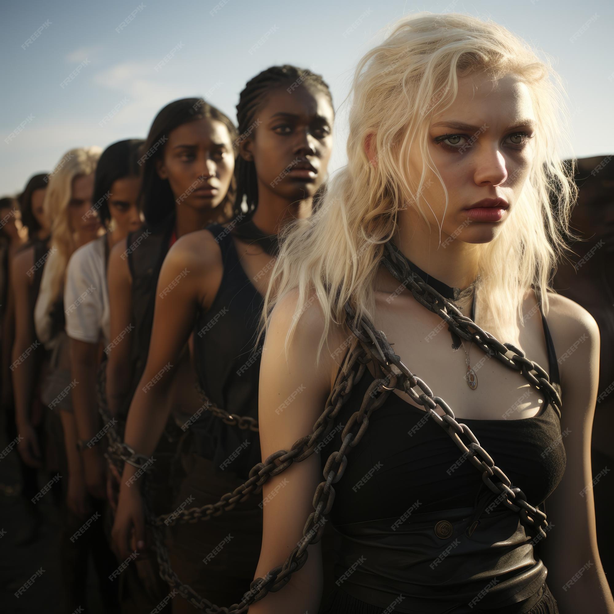 Premium AI Image | Beautiful girls hostages captives slaves in shackles ... Premium AI Image | Beautiful girls hostages captives slaves in shackles ...