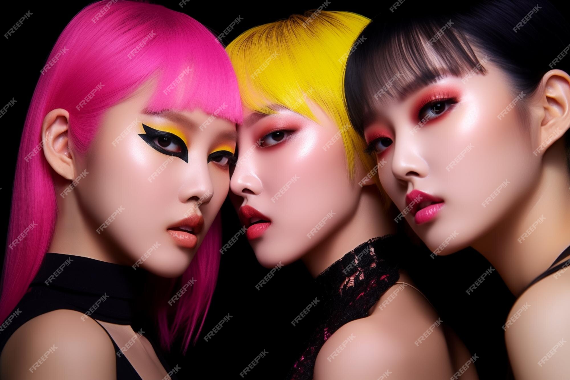 Premium Ai Image Beautiful Group Asian Women Model With Trendy