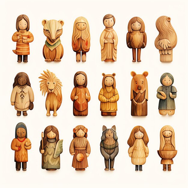 Premium AI Image | beautiful Handcarved wooden figurines Rustic ... Premium AI Image | beautiful Handcarved wooden figurines Rustic ...