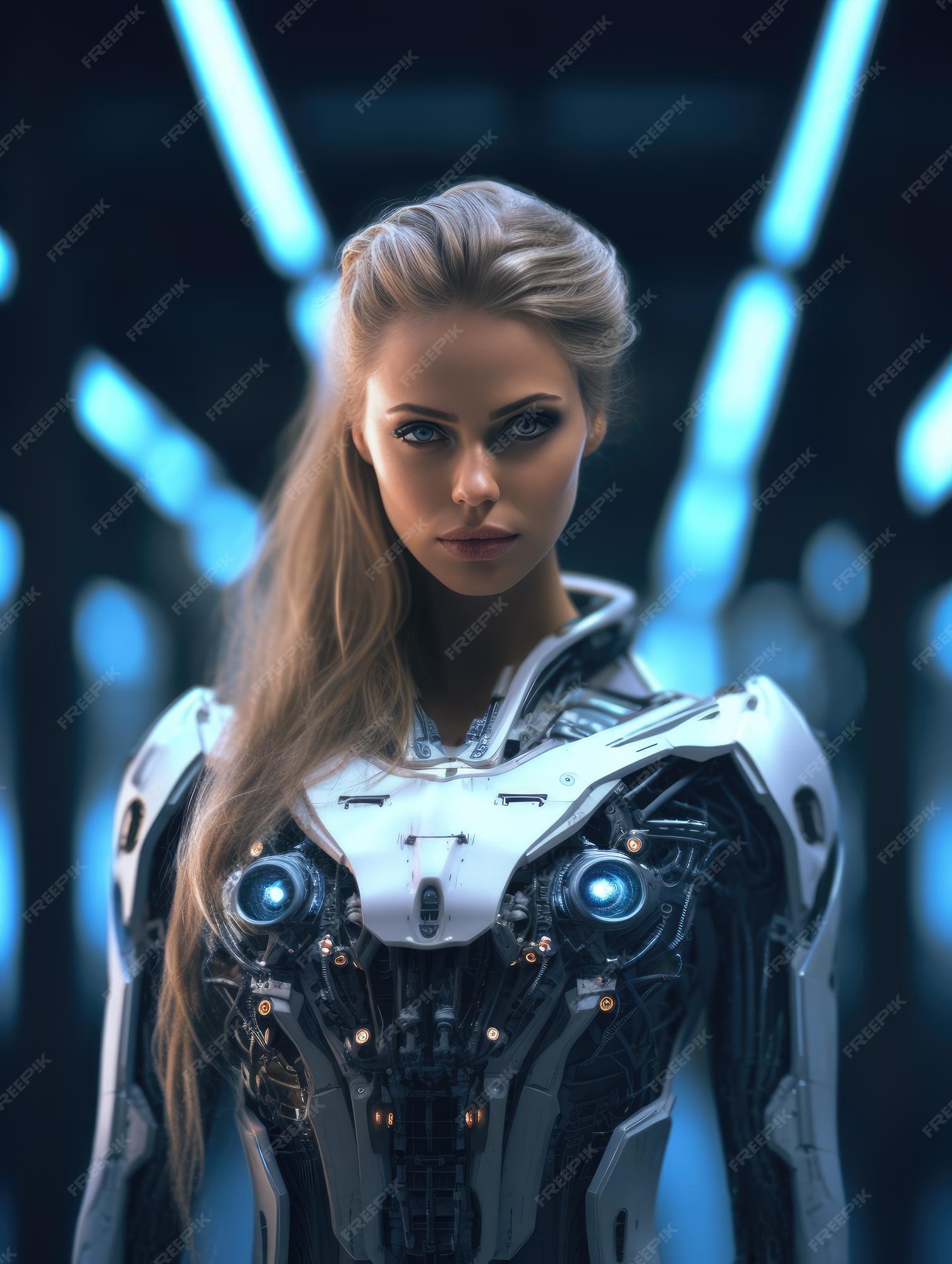 Premium Ai Image Beautiful Hot Girl Android Cyborg