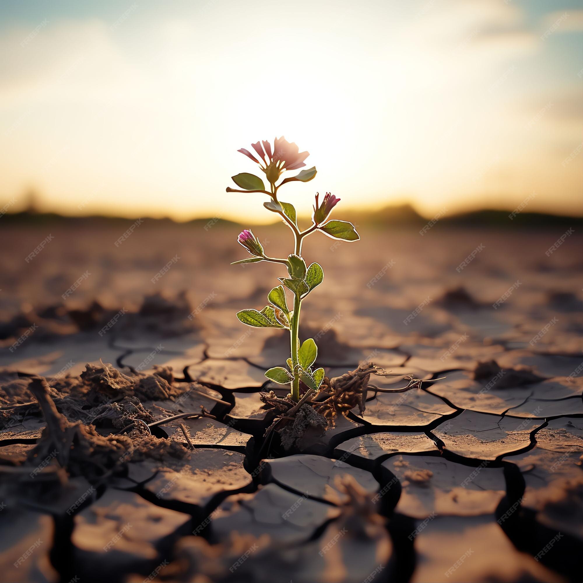 Premium Photo | A beautiful plant growing in the cracked mud against ... Premium Photo | A beautiful plant growing in the cracked mud against ...