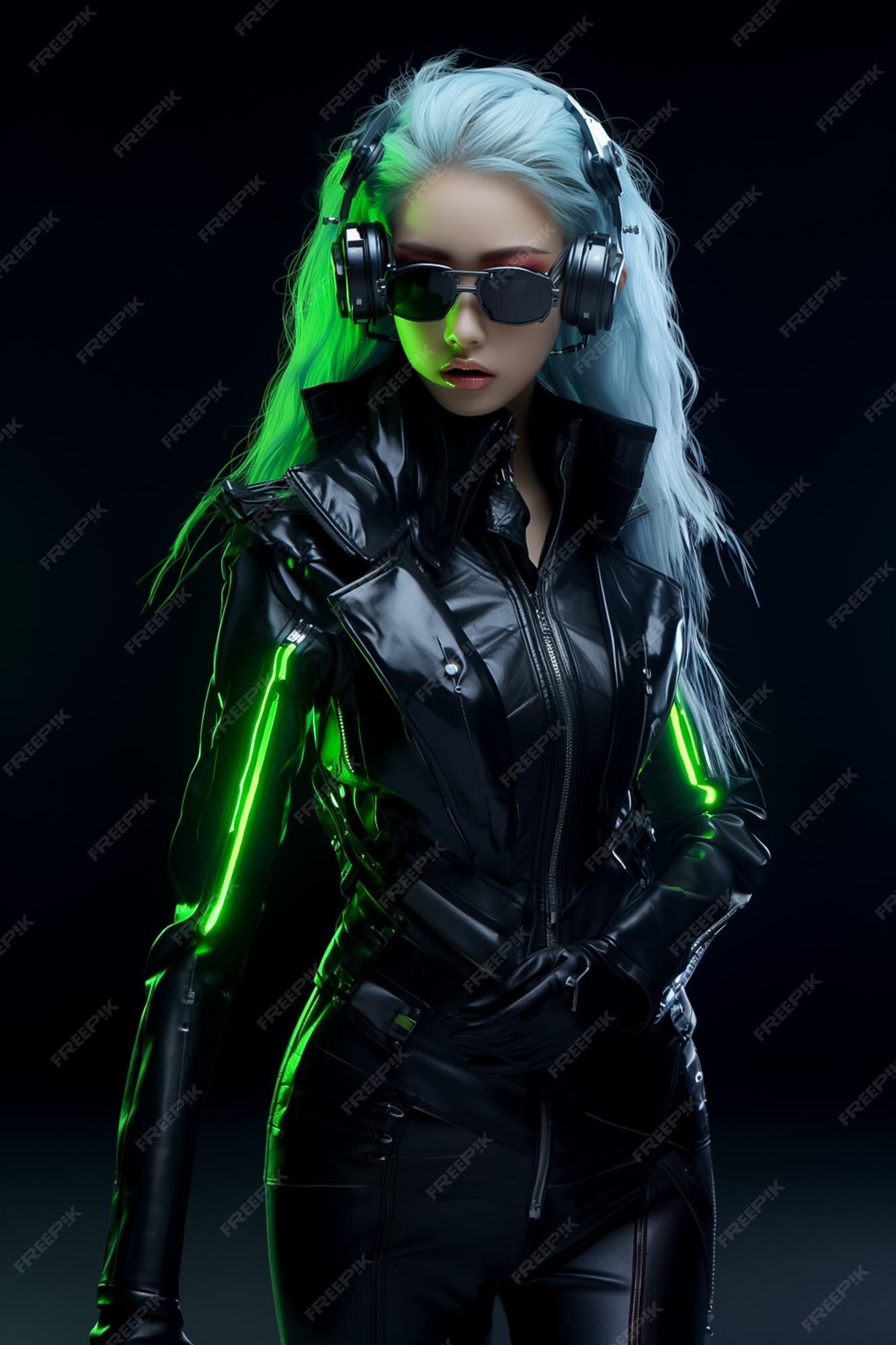 Premium Ai Image Beautiful Steampunk Girl In Futuristic Vr Glasses Realistic 3d Model Of