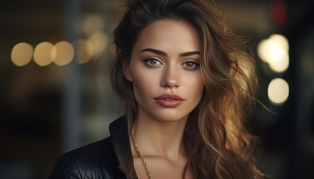 Premium Ai Image Beautiful Super Model Womans Face Fashion Photography Facing Camera