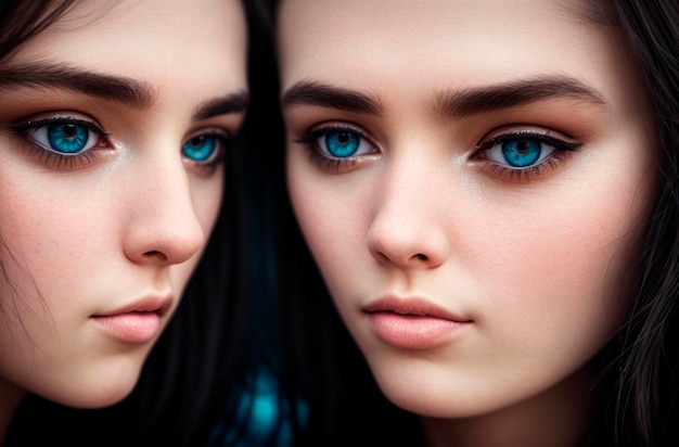 Premium AI Image | Beautiful twin girls Generative AI Premium AI Image | Beautiful twin girls Generative AI