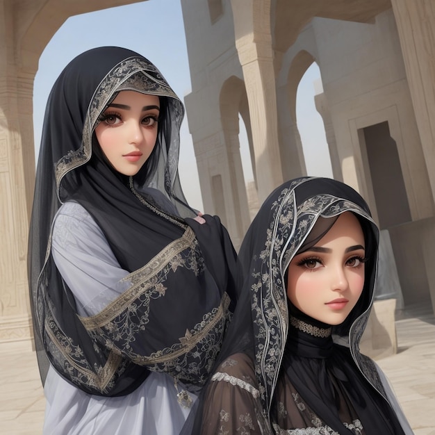 Premium Ai Image A Beautiful Veiled Arab Girl