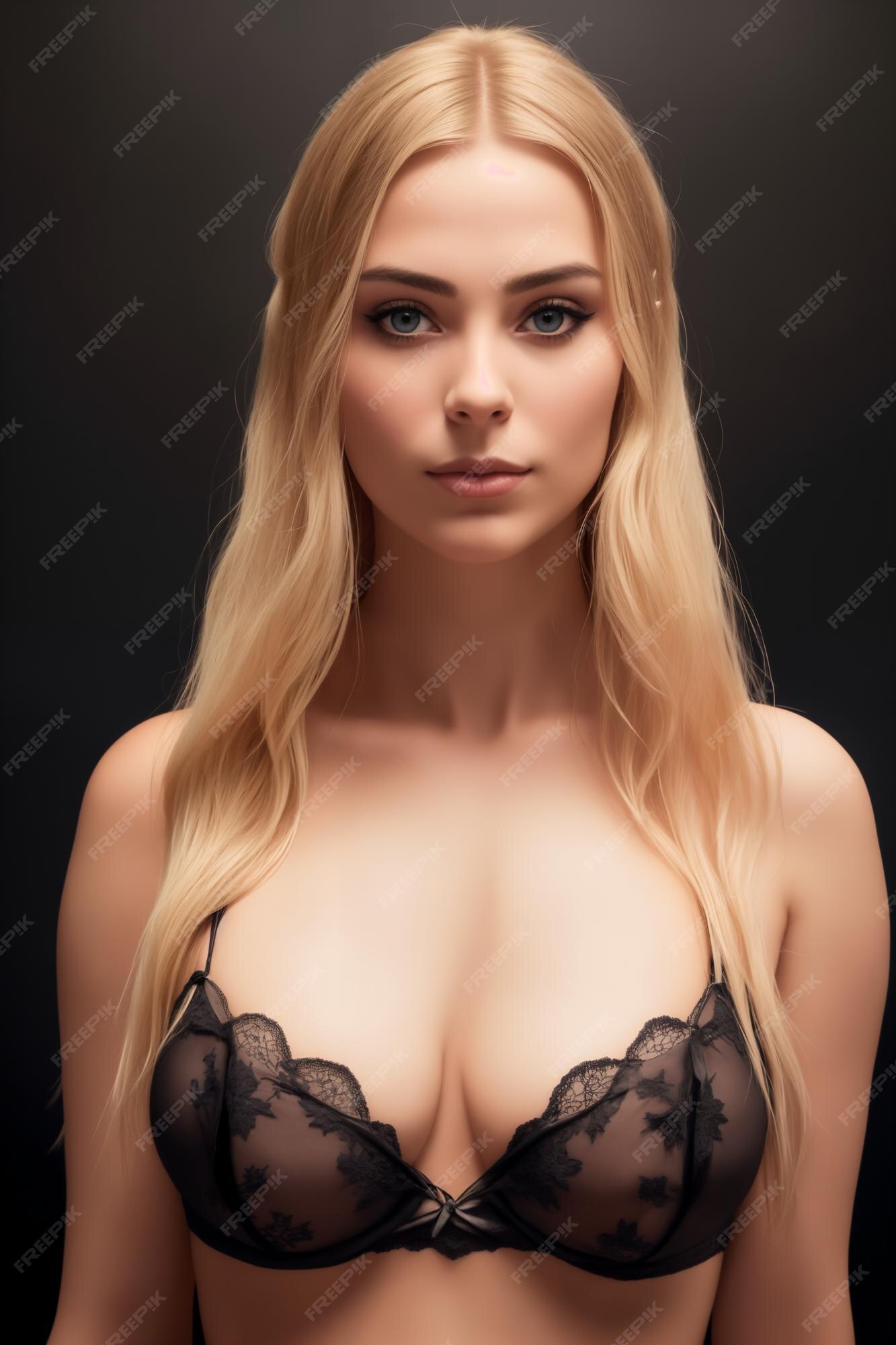 Premium Ai Image Beautiful Woman Bikini Model In Black Bra