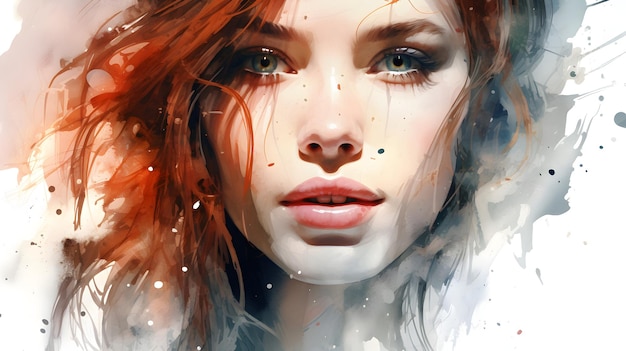 Premium Photo Beautiful Woman Face Watercolor Illustration
