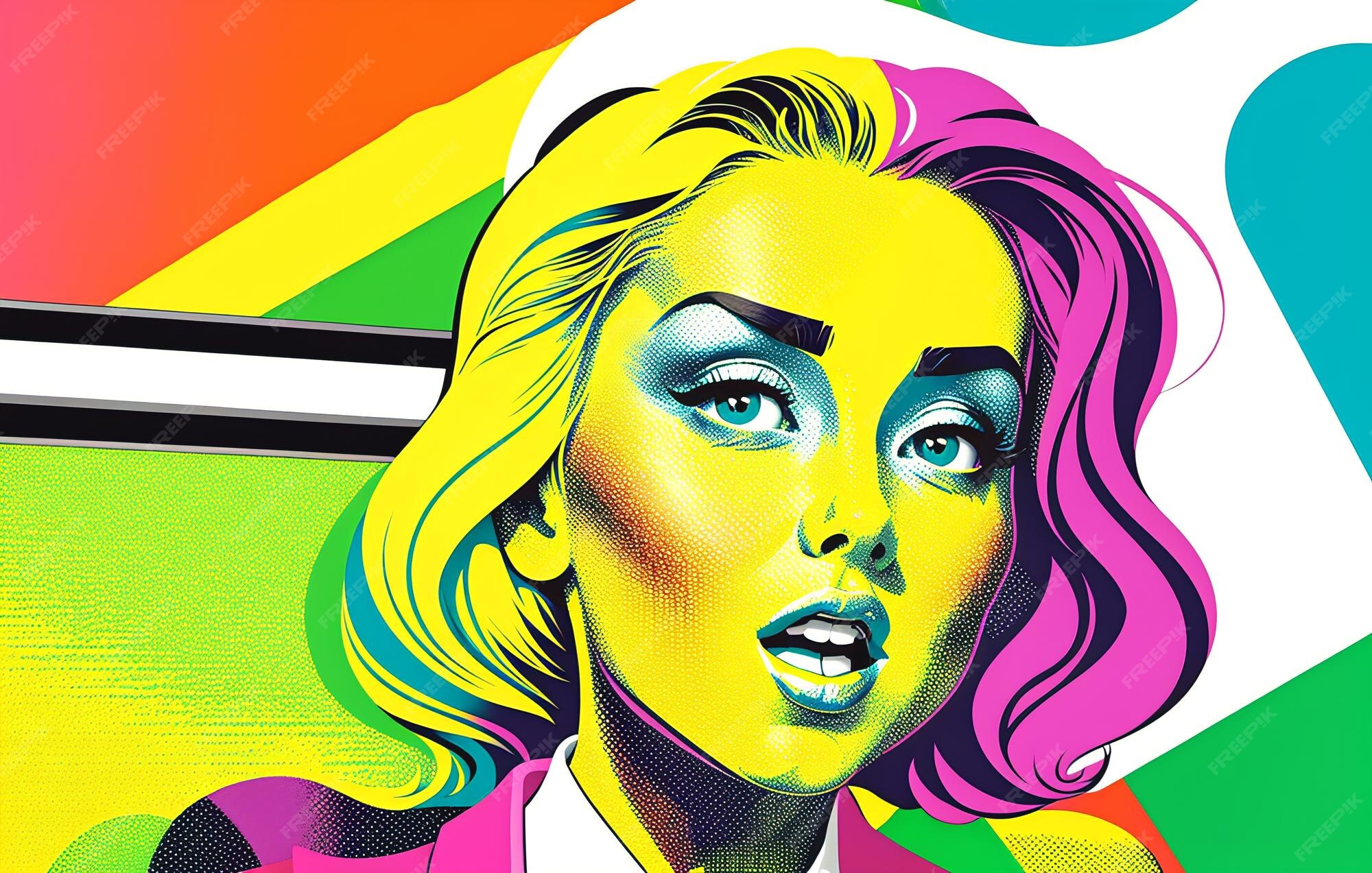 Premium Photo Beautiful Woman In Pop Art Style