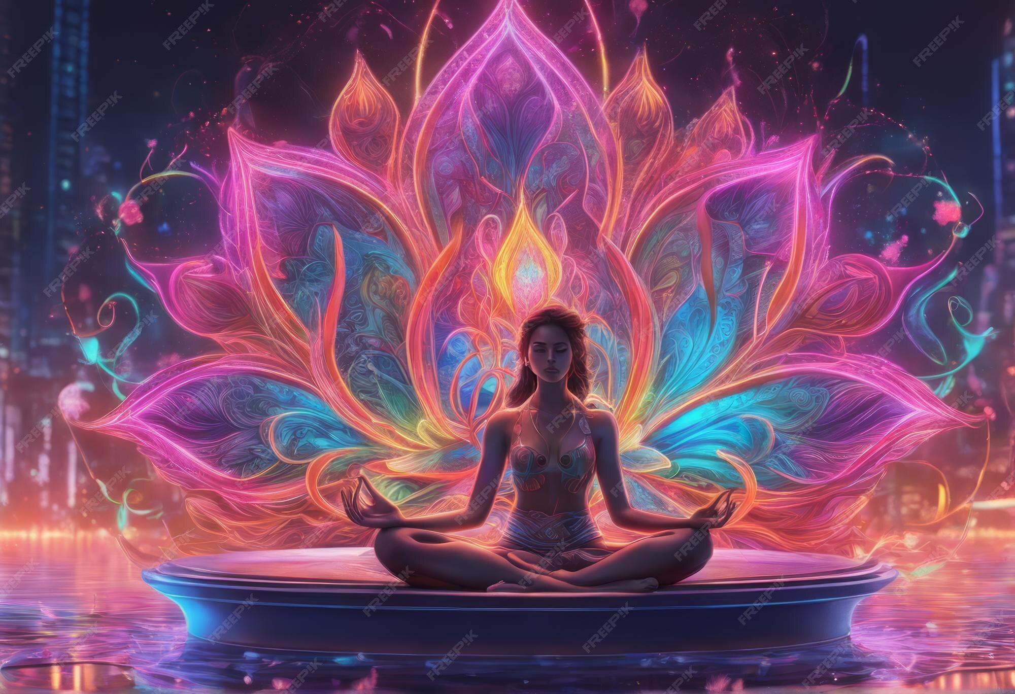 Premium Photo Beautiful Woman Sitting On Lotus Pose In Lotus