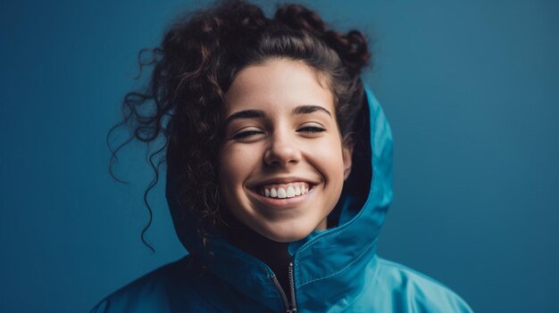 Premium AI Image | beautiful woman smiling wear jacket Premium AI Image | beautiful woman smiling wear jacket