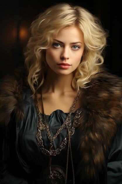 Premium Ai Image Beautiful Woman With Blond Hair And Blue Eyes Ai Generative