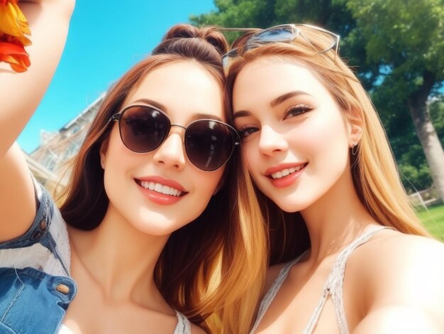 Premium Ai Image Beautiful Women Taking A Selfie