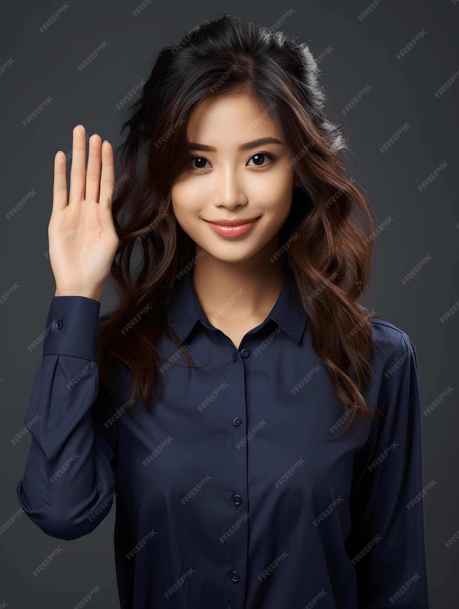 Beautiful Young Asian Japanese Girl On The Dark Background Premium Ai