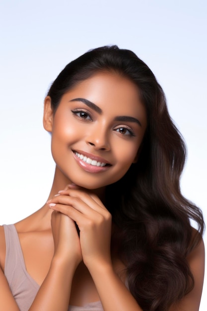 Premium AI Image | Beautiful young female model in concept of skin care Premium AI Image | Beautiful young female model in concept of skin care