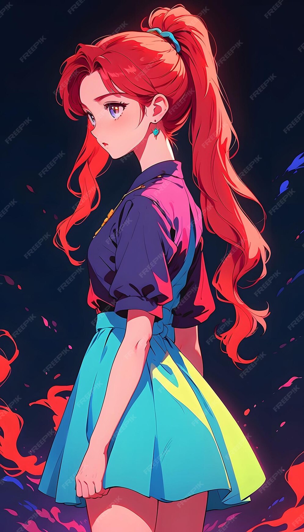 Premium Photo Beautiful Young Woman In Anime Style Handdrawn Illustration