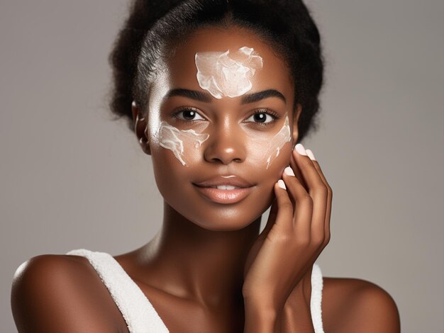 Premium Photo Beautiful Young Woman Applying Facial Cream Fresh