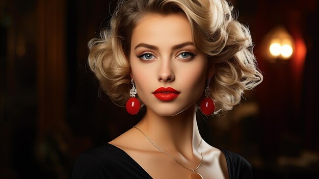 Premium Photo Beautiful Young Woman With Red Lips And Long Blonde Hair